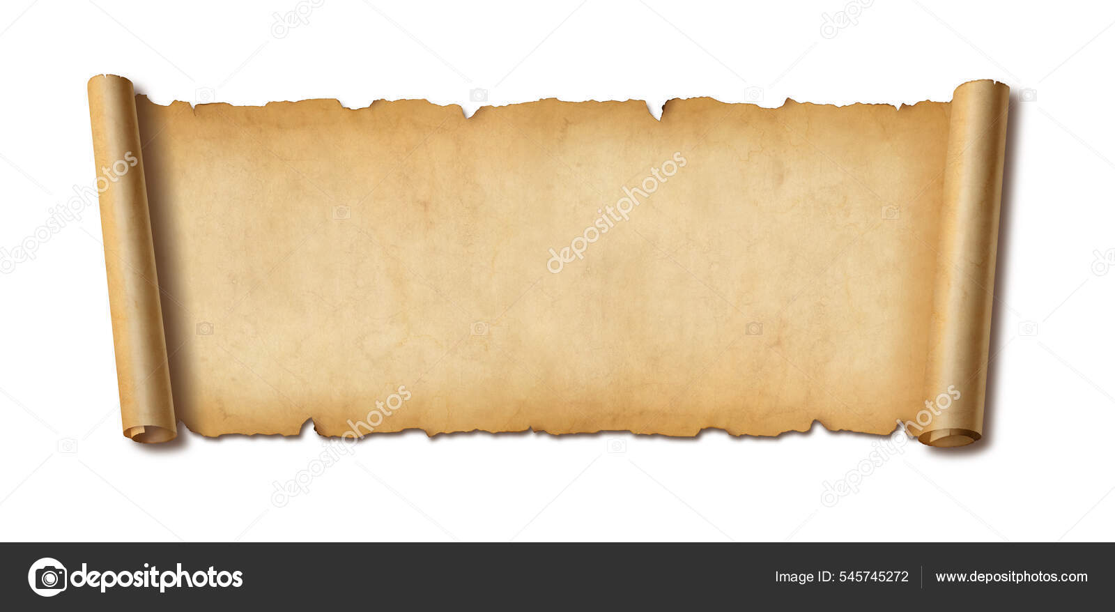 Old Paper Horizontal Banner Parchment Scroll Isolated White Background ...