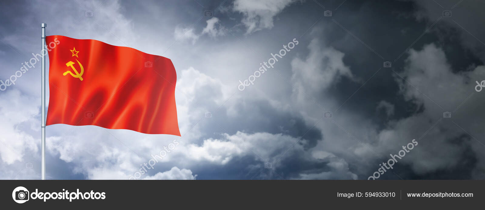 Ussr Soviet Union Flag Cloudy Sky Three Dimensional Render — Stock ...