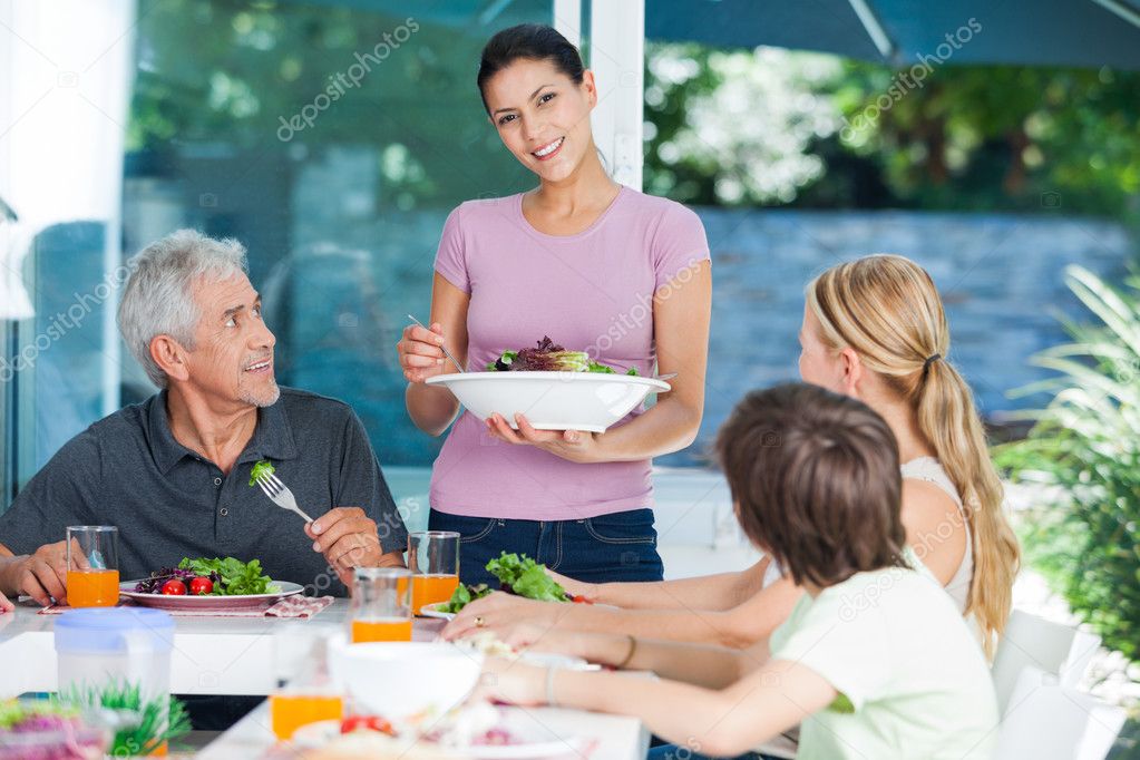 Big family dinner at home — Stock Photo © mast3r #43555231