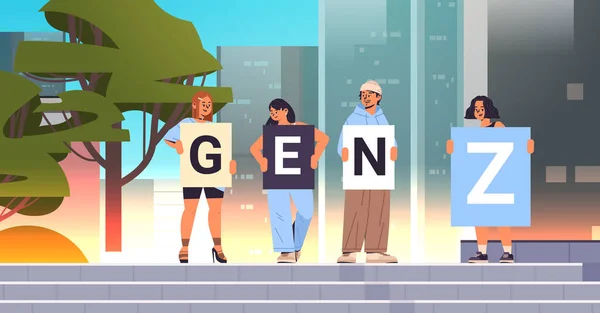 Mix Race People Holding Generation Letters New Modern Demography Trend ...