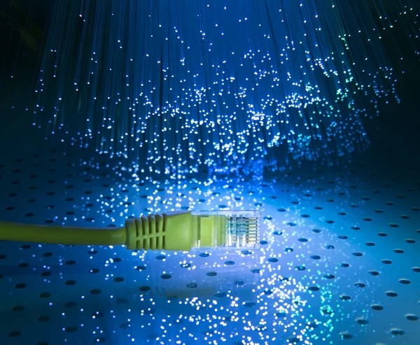 Network cable with high tech technology color background - Stock Image ...