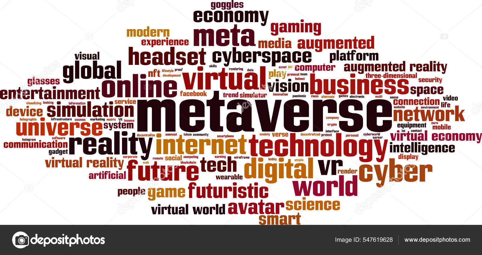 Metaverse Word Cloud Concept Англійською Колаж Зроблений Слів Про ...