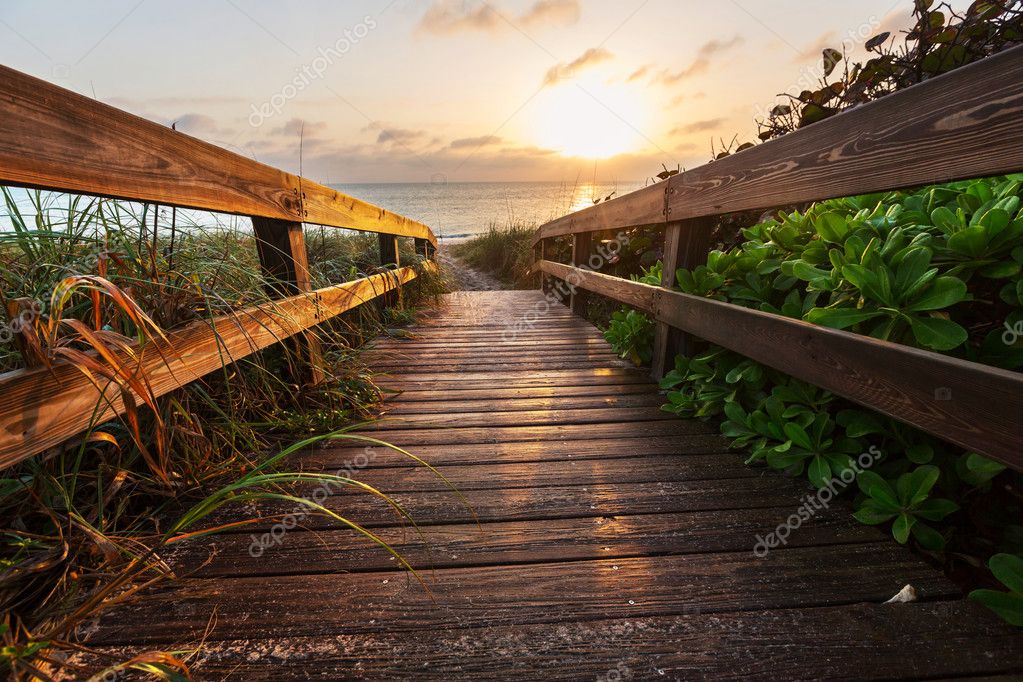 Boardwalk on beach Stock Photo by ©kamchatka 24810583