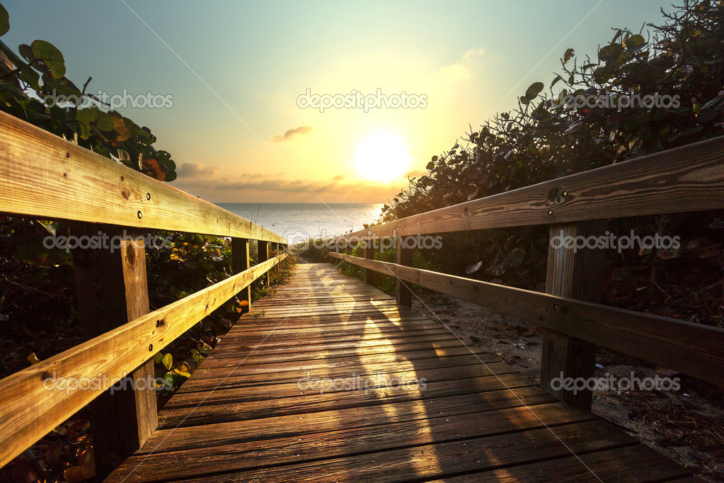 Boardwalk on beach Stock Photo by ©kamchatka 27511583