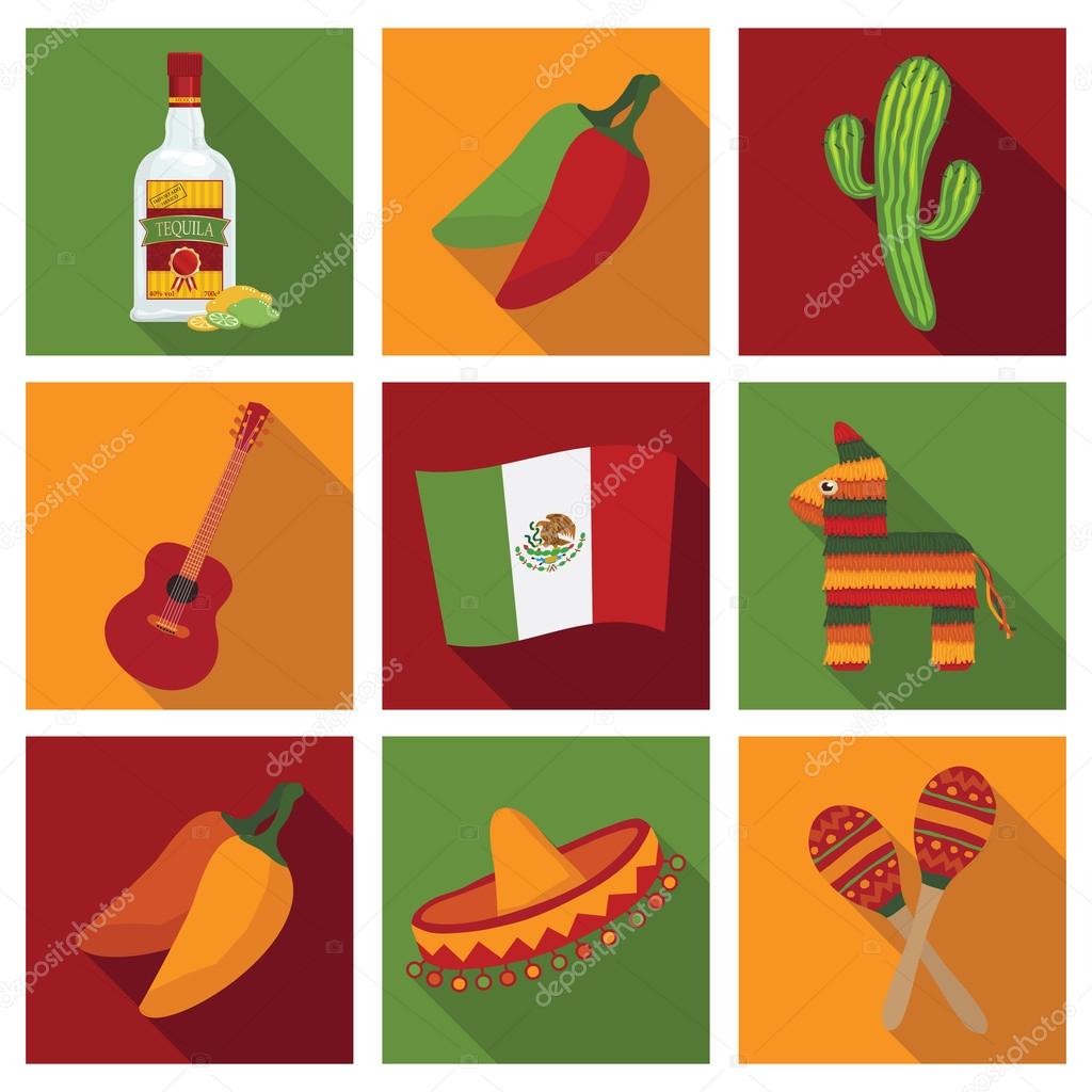 iconos mexicanos — Archivo Imágenes Vectoriales © mattasbestos #49758493