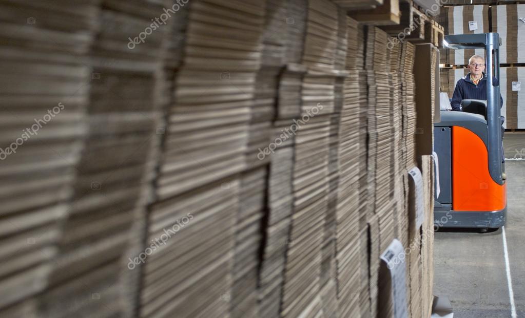 Forklift driver distributing iso pallets Stock Photo by ©Corepics 46796499