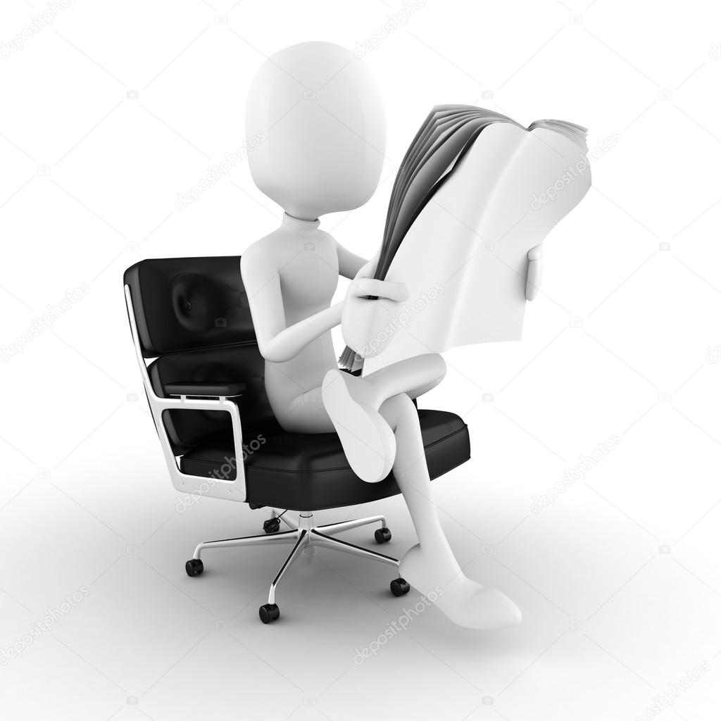 3d man reading the newspaper, on white background — Stock Photo ...