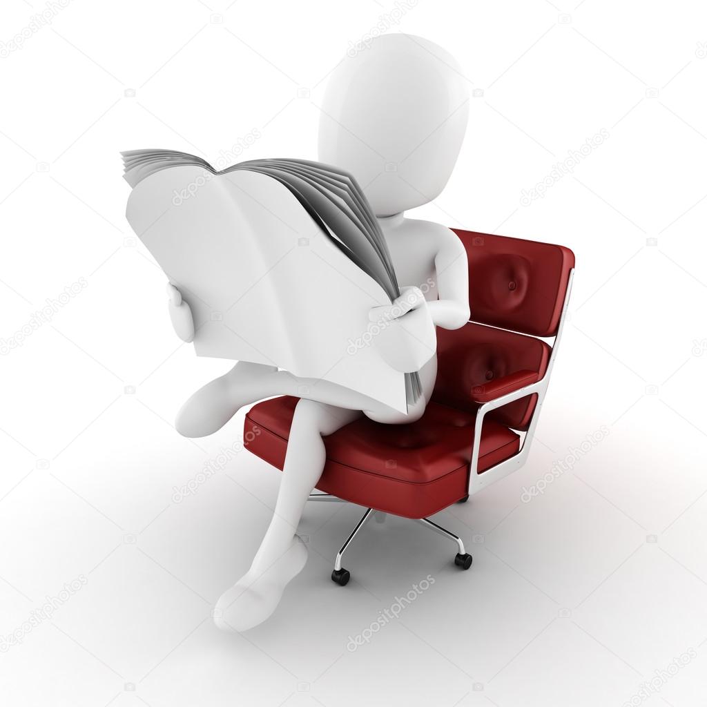 3d man reading the newspaper, on white background Stock Photo by ...