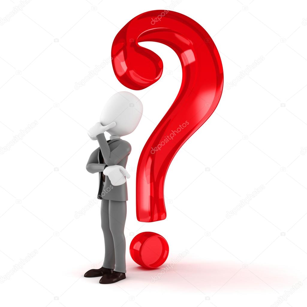 Signo de interrogación 3d con una exclamación roja en un fondo blanco ...