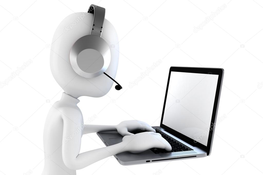 3d man businessman and laptop on white background Stock Photo by ...