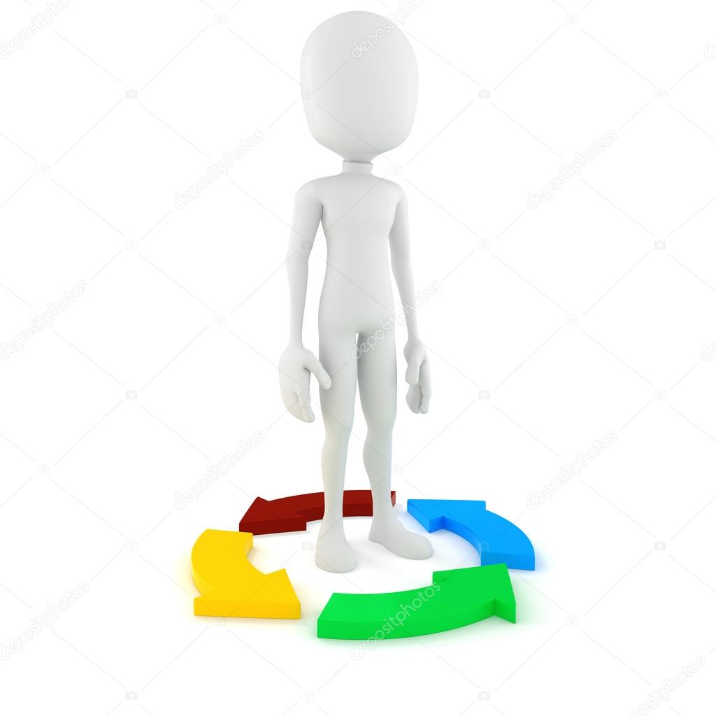 3d man businessman and colorful arrows, on white Stock Photo by ...