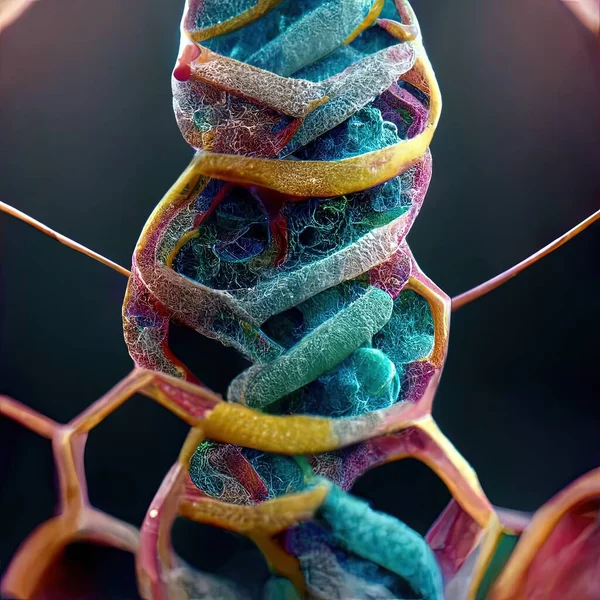 DNA structure, microscope view inside human body, cells, microorganism ...