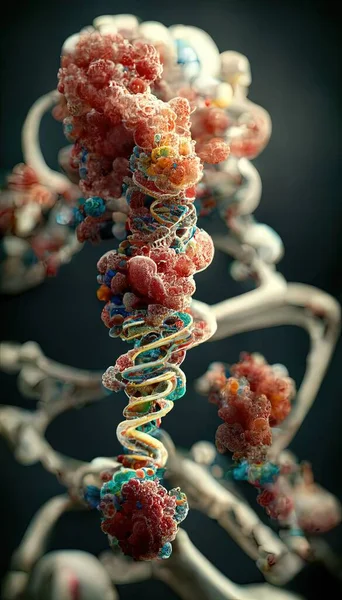 DNA structure, microscope view inside human body, cells, microorganism ...