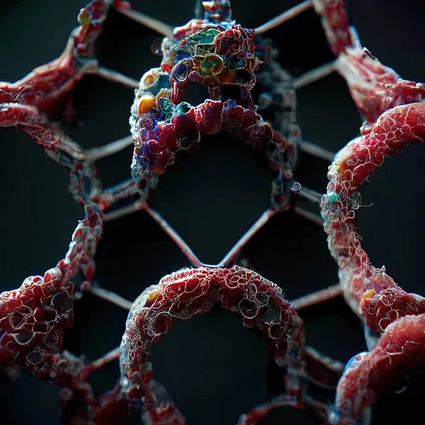 DNA structure, microscope view inside human body, cells, microorganism ...