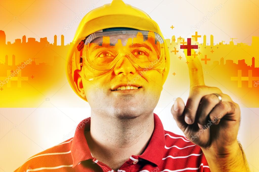 Construction engineer with touch screen Stock Photo by ©stevanovicigor ...