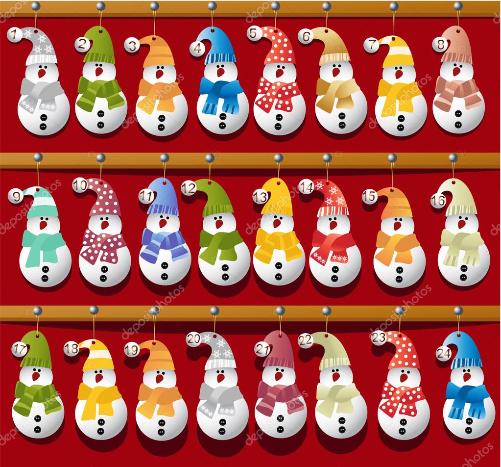 Christmas calendar with handcraft snowmen Stock Vector Image by ...