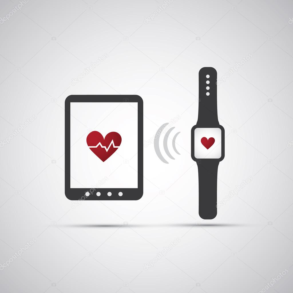 Heart Rate Counter on Mobile Devices - Heart Icon Vector Illustration ...