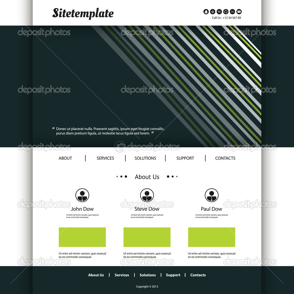 Website Template with Striped Header Stock Vector by ©bagotaj 49226177