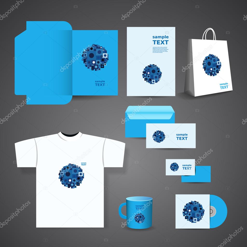 Plantilla de papelería, diseño de imagen corporativa con cuadrados ...