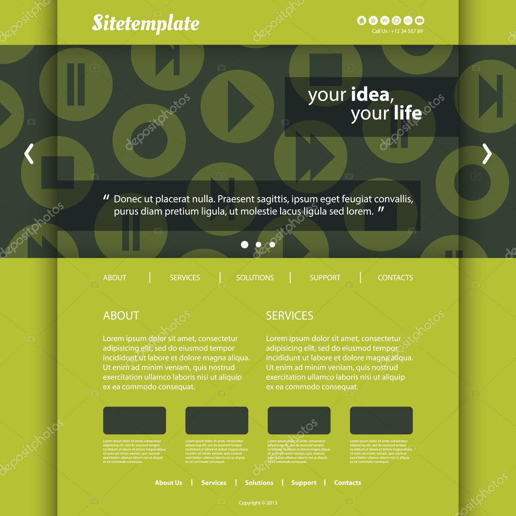 Website Design with Circular Media Player Control Icons Pattern Stock ...