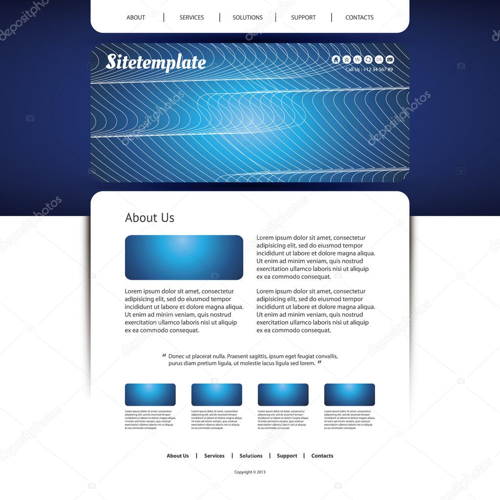 Website Template with Abstract Header Design - Waves and Lines Stock ...