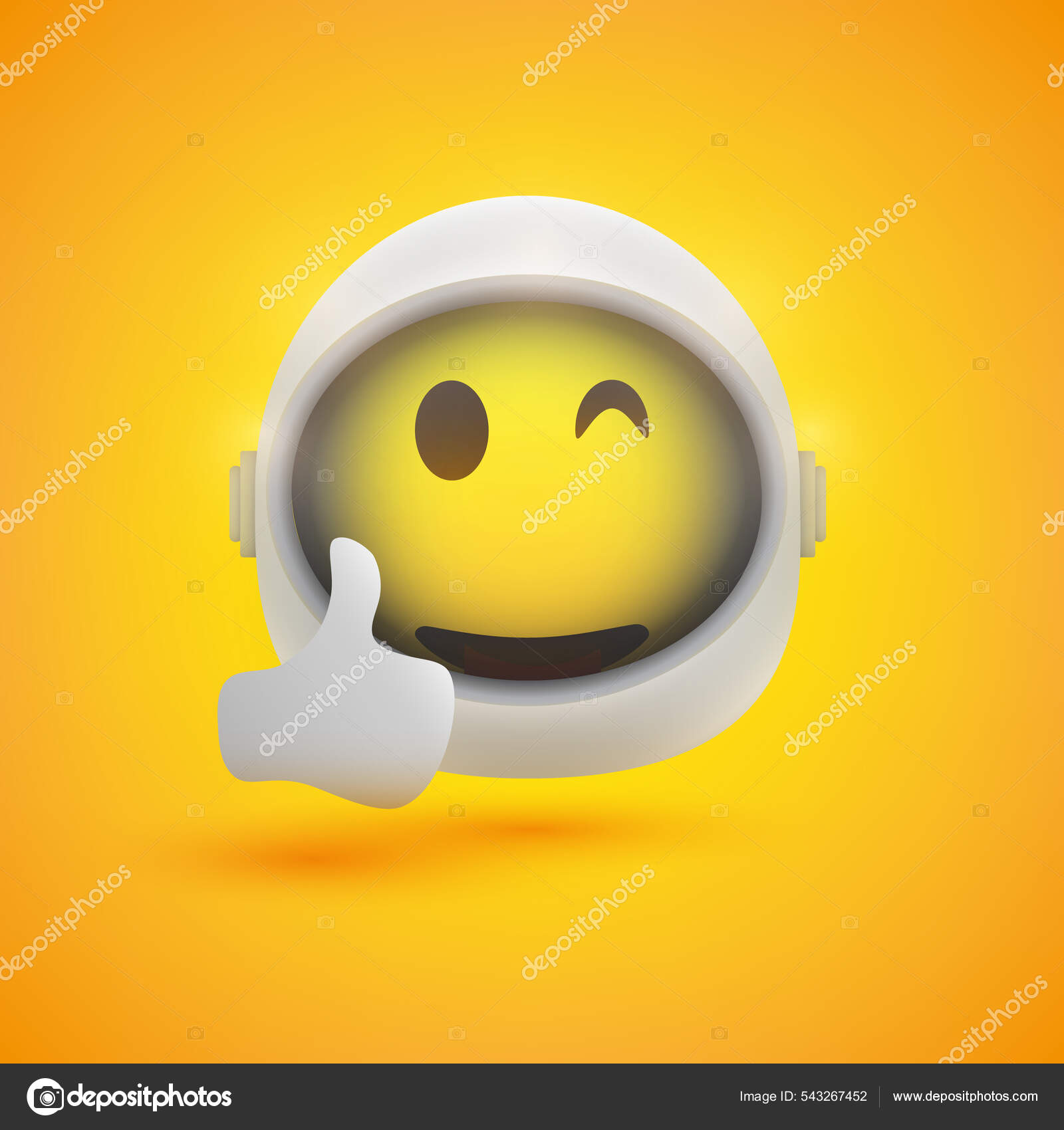 Smiling Satisfied Spaceman Emoji Space Helmet Showing Thumbs Emoticon ...