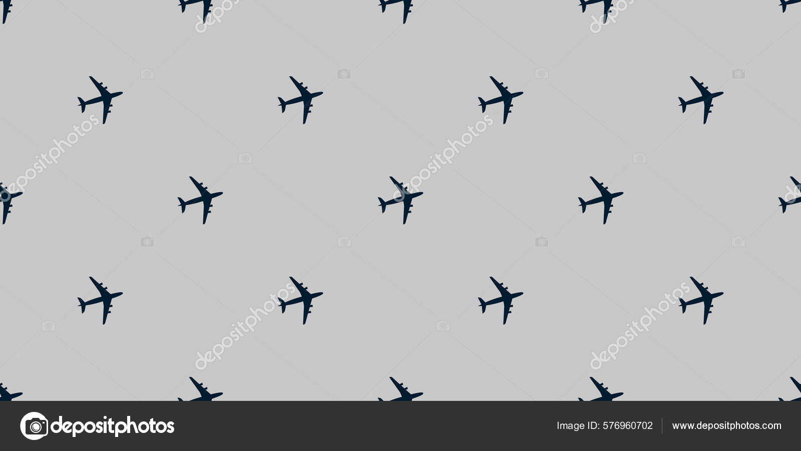 Seamless Airplane Symbols Pattern Wide Scale Gray Background Design ...
