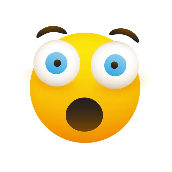 Overrasket Ansigt Emoji Med Åben Mund Øjne Simple Emoticon Gul Stock ...