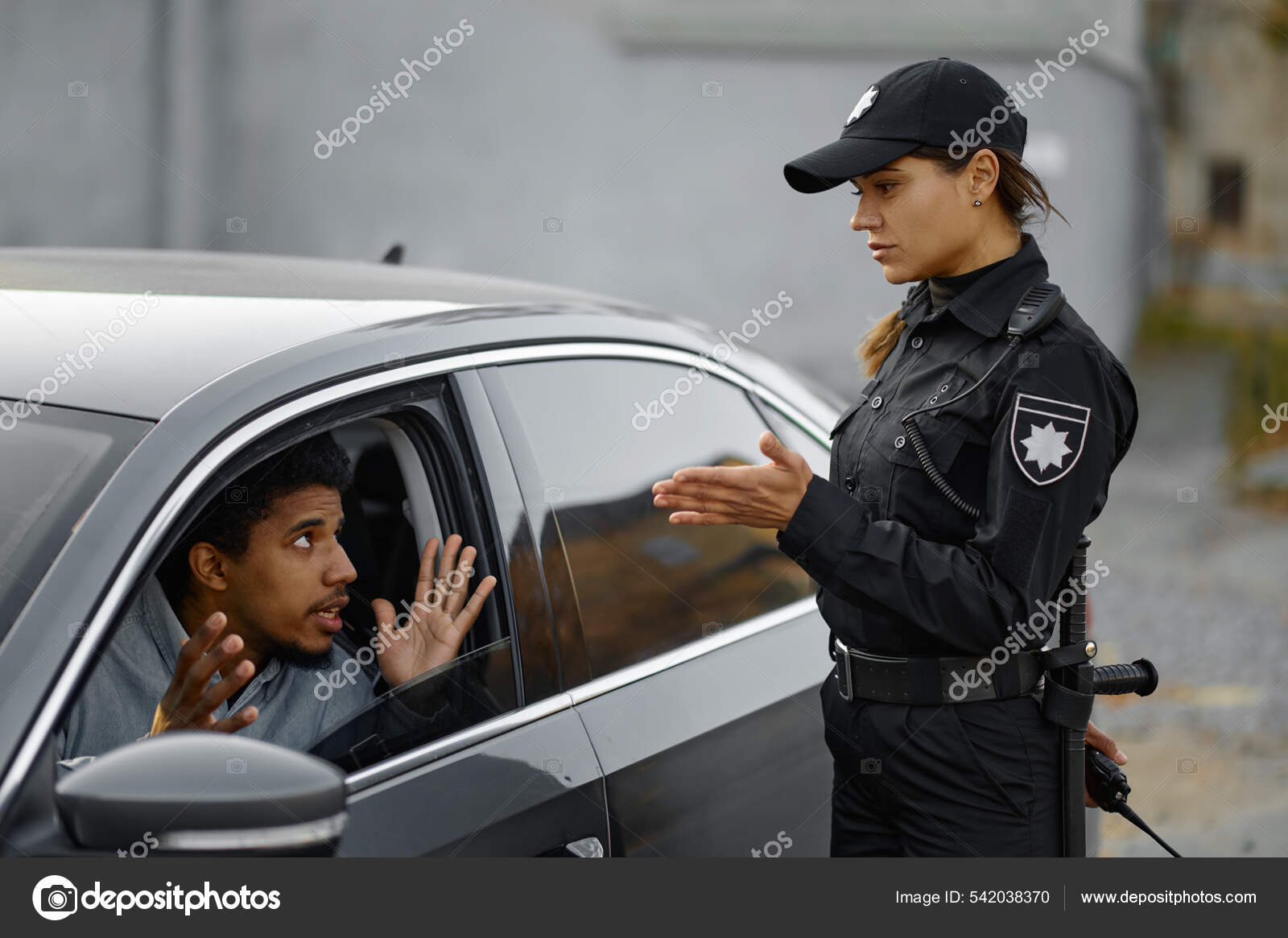 Car driver arguing with traffic police woman — Stock Photo © Nomadsoul1 ...
