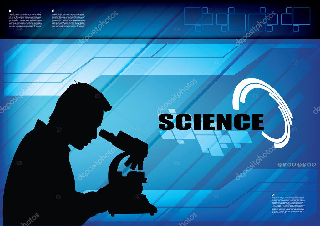 Scientist with microscope on abstract background Stock Vector by ...