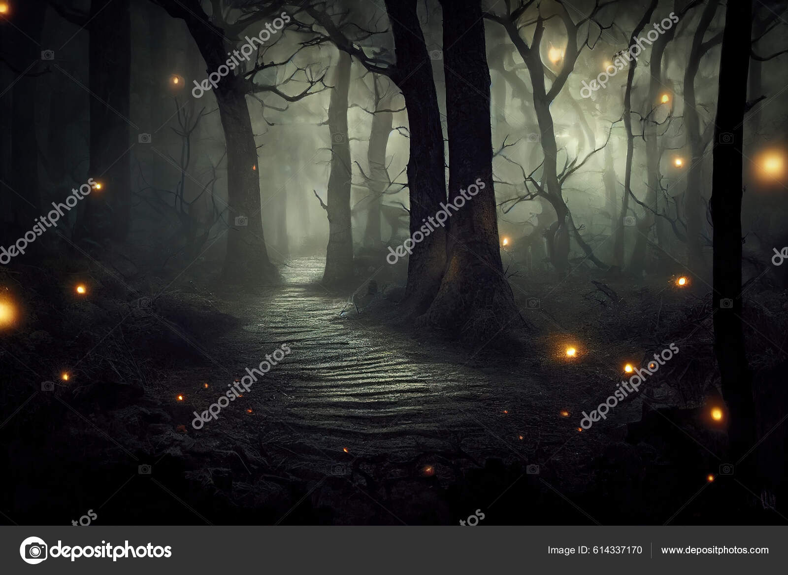 Foggy Forest At Night