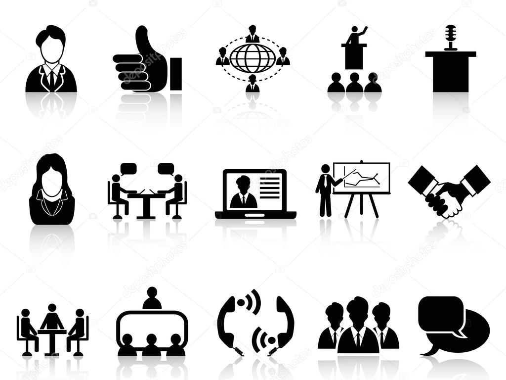 Conjunto de iconos de reunión de negocios vector, gráfico vectorial ...