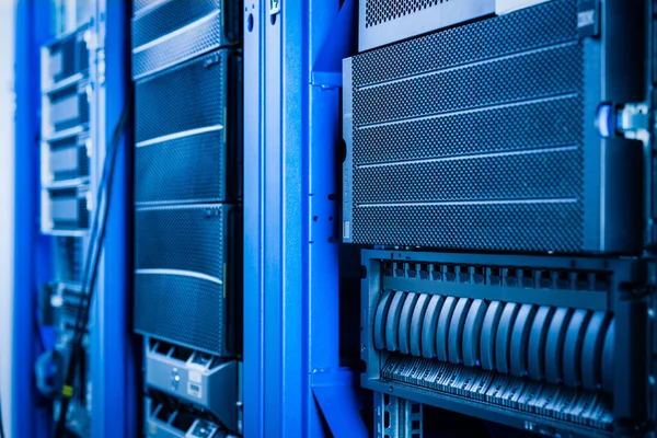 Row of hard disks used for data storage in internet data center - Stock ...