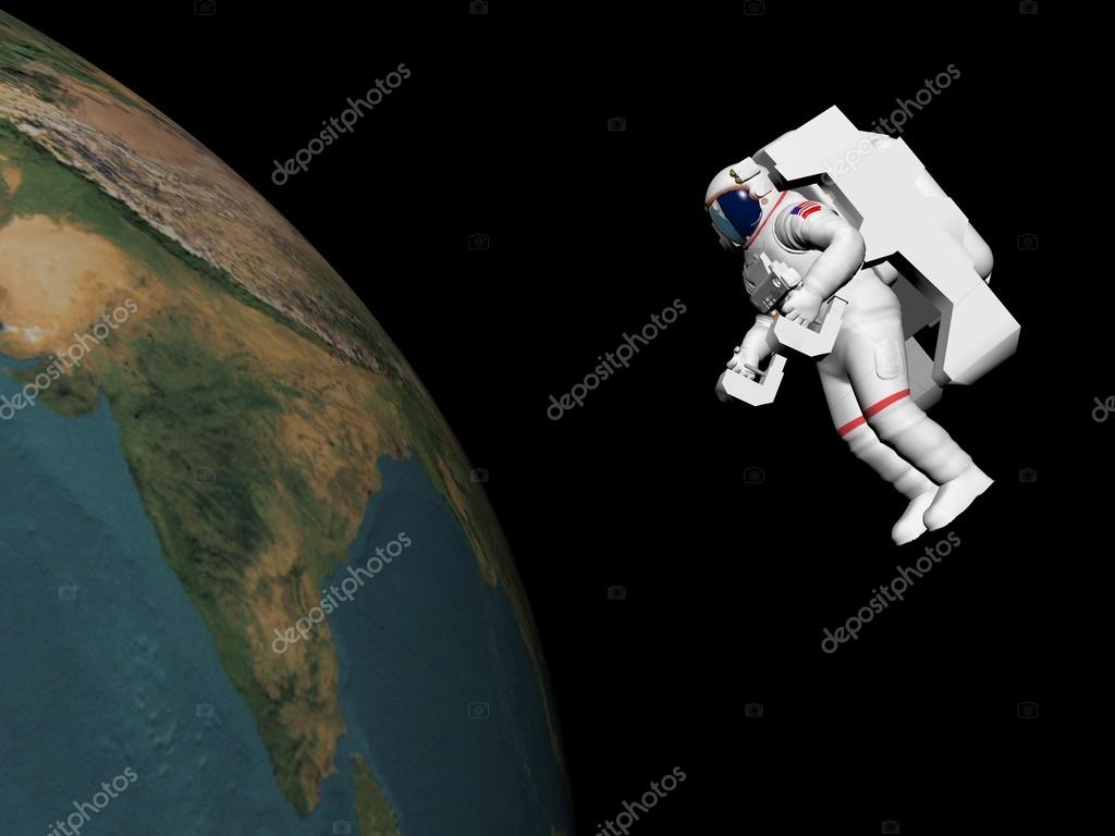 Astronaut looking at the earth - 3D render – Stock Editorial Photo ...