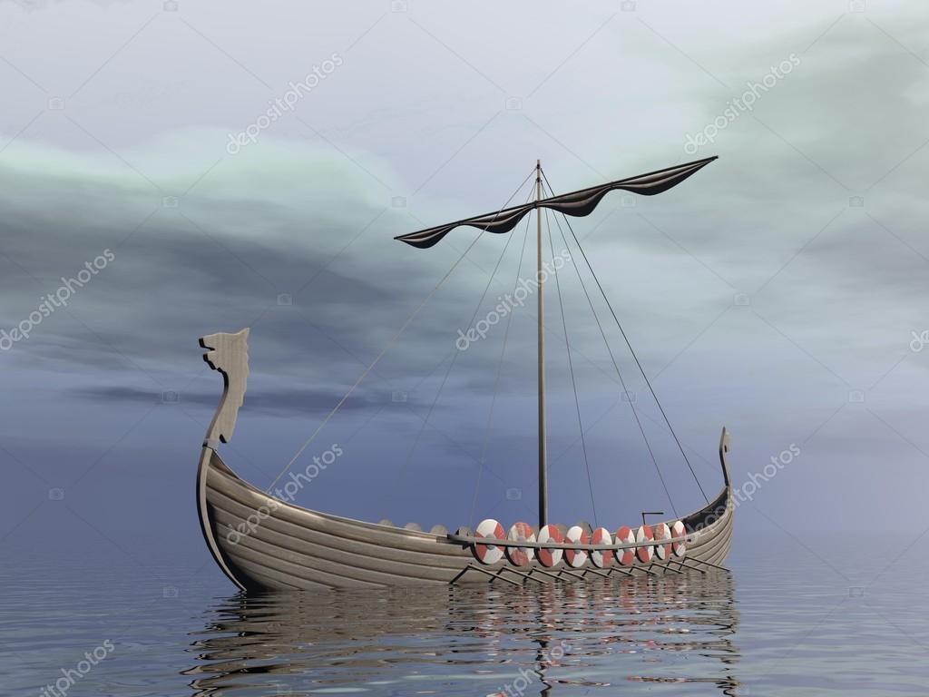 Viking drakkar - 3D render — Stock Photo © Elenarts #51323383