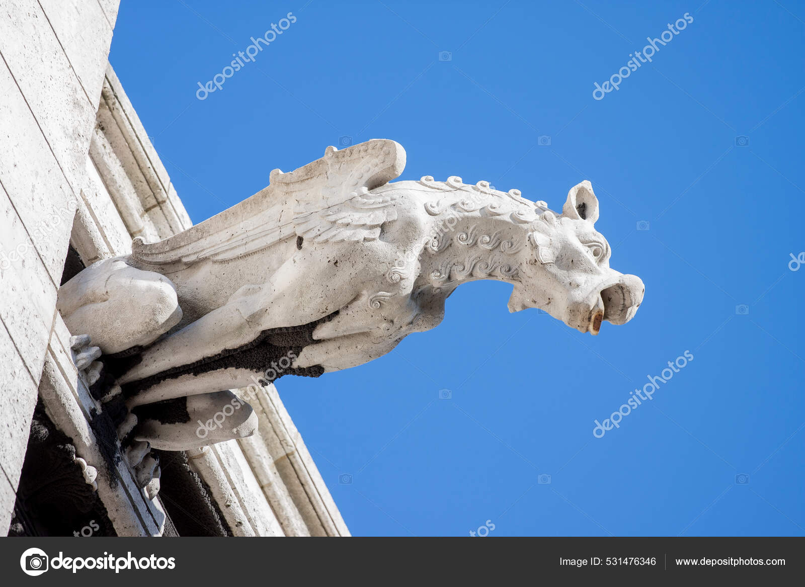 Gargoyle Perched Atop Sacre Coeur Basilica Paris France — Stock Photo ... Gargoyle Perched Atop Sacre Coeur Basilica Paris France — Stock Photo ...
