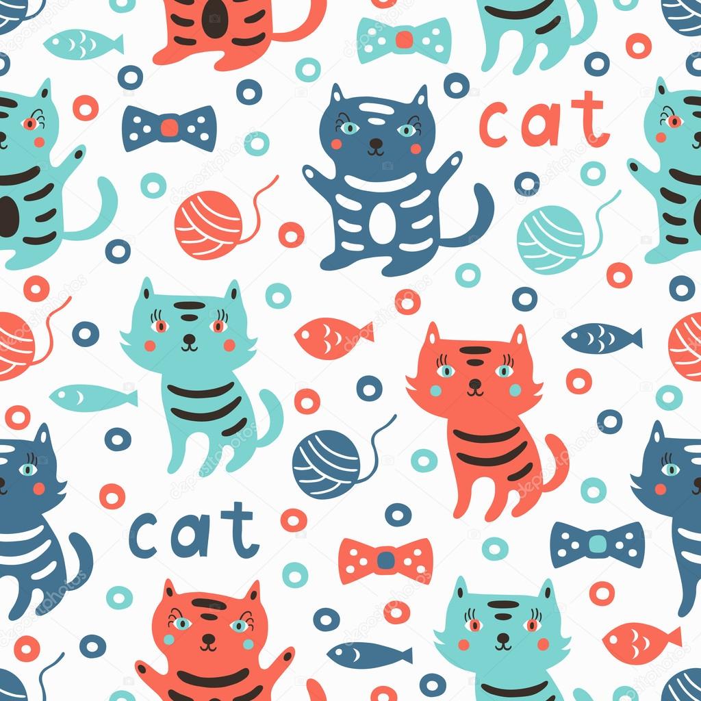Cat seamless pattern — Stock Vector © texturis #33220695