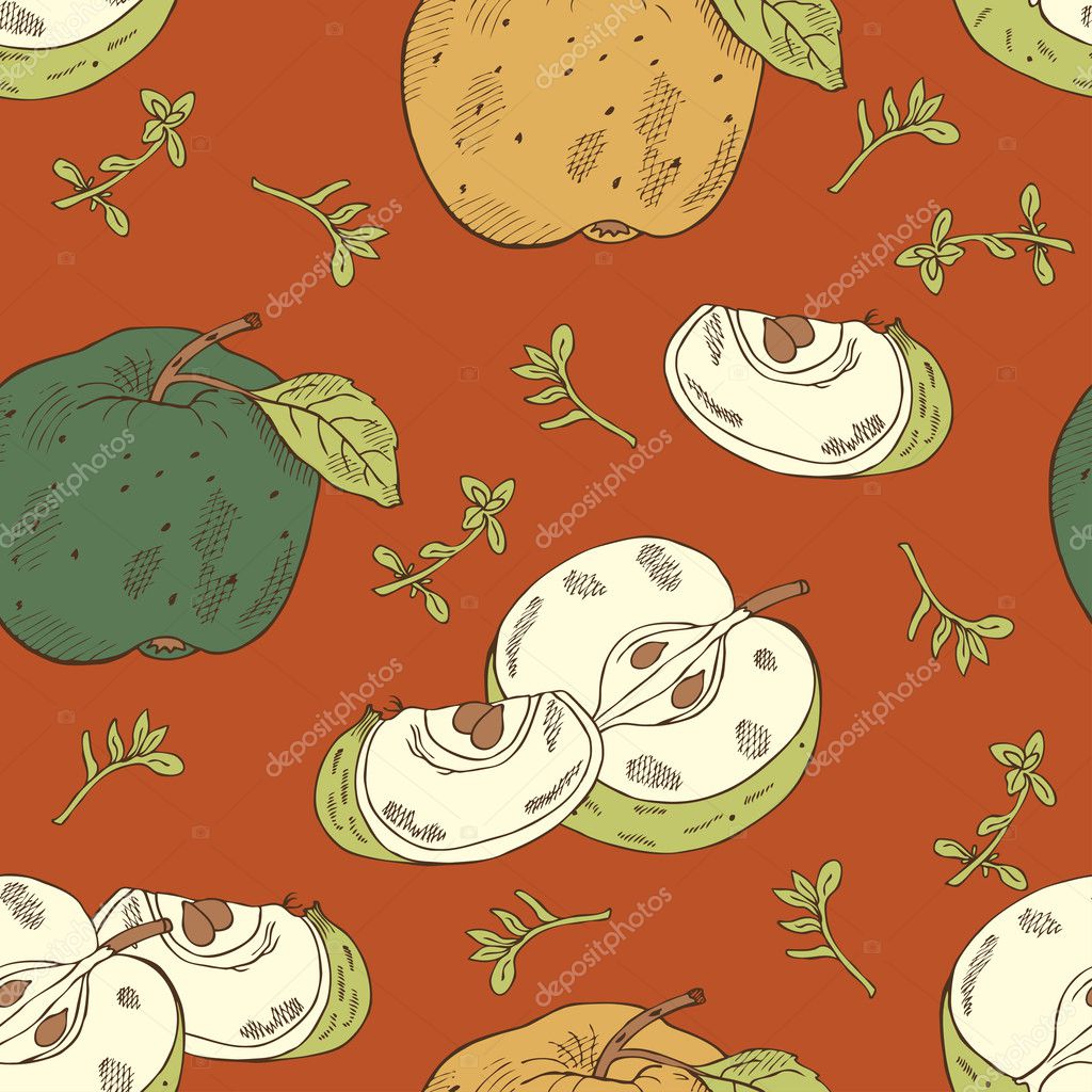 Apple Seamless Pattern Stock Vector By ©texturis 34298531