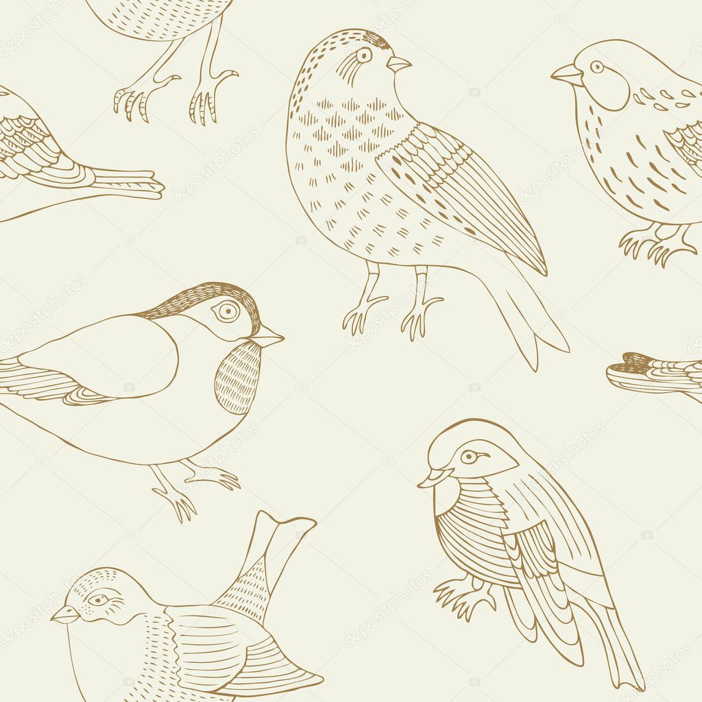 Bird hand drawn pattern Stock Vector Image by ©texturis #34299649