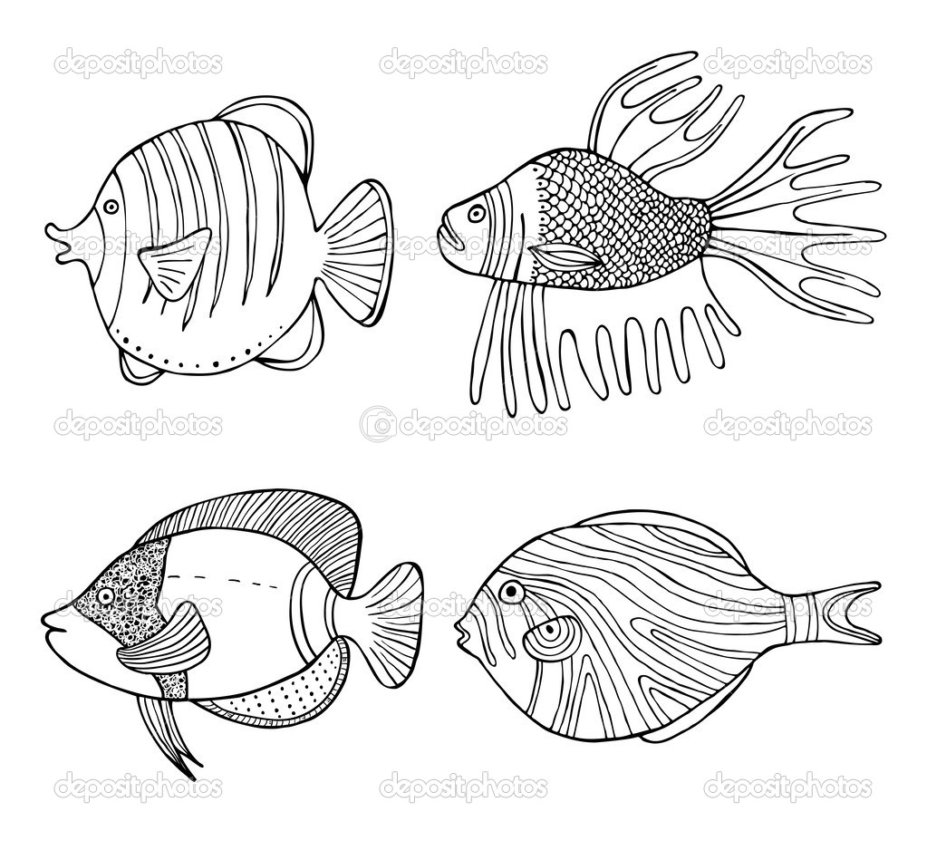 Färgglada tecknade fisk set vektor av ©texturis 34456035
