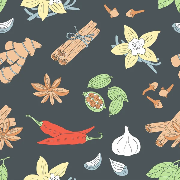 Spices Objects Seamless Pattern Stock Vector Image by ©PollyJoy #239492582