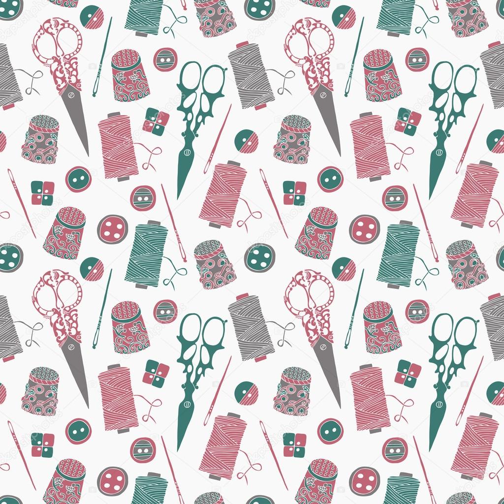 Sewing hand drawn pattern Stock Vector Image by ©texturis #34492441
