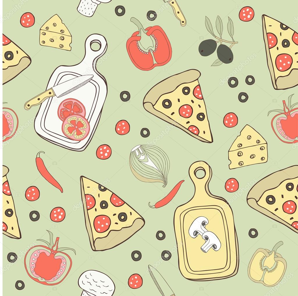 Pizza seamless background — Stock Vector © texturis #34493131