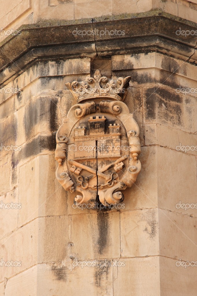 Insignia of Biar on the wall of the main church of the town — Stock ...