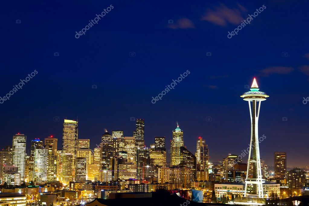 Seattle skyline at dusk — Stock Editorial Photo © dibrova #20027995