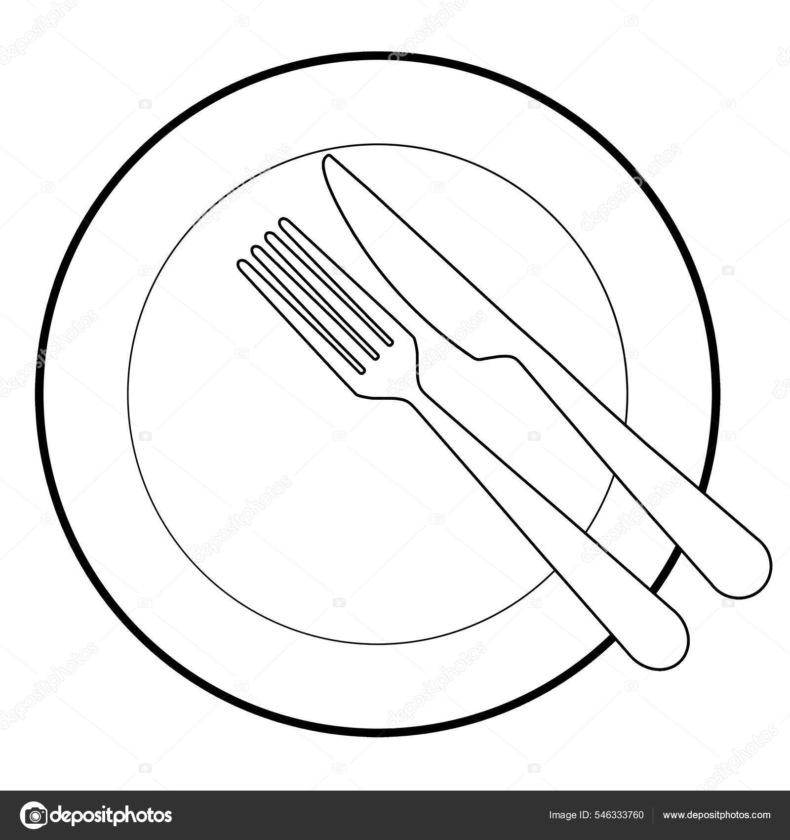 Plate Cutlery Symbol Menu Snack Restaurant Icon Isolated White ...