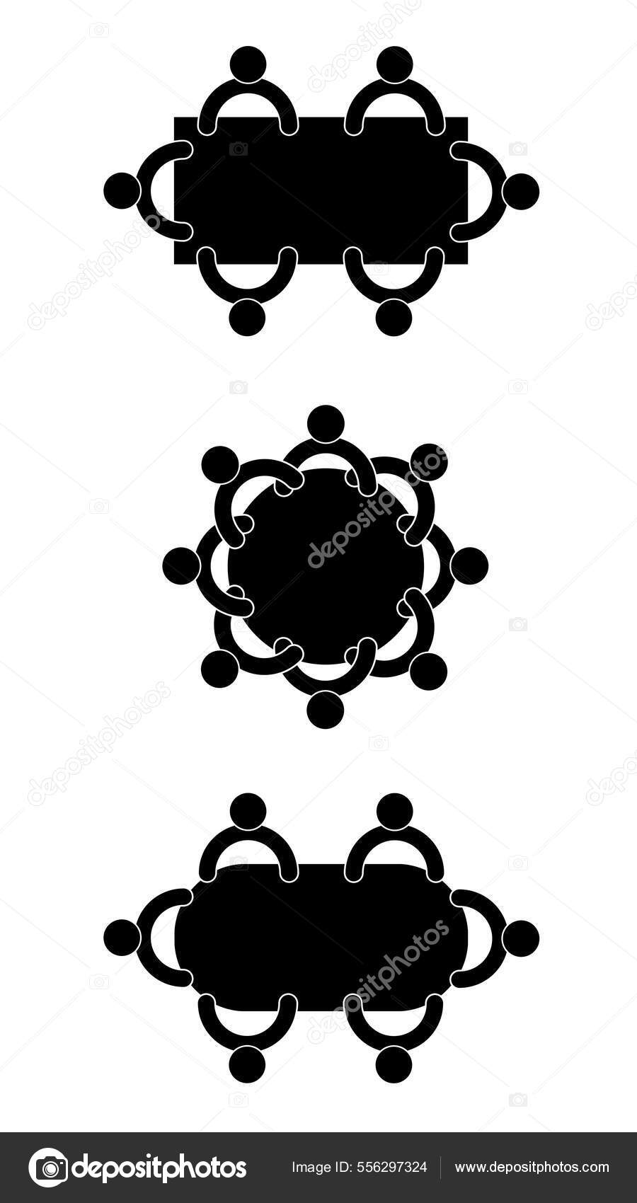 Six Eight People Sitting Square Tables Symbols Business Meeting ...