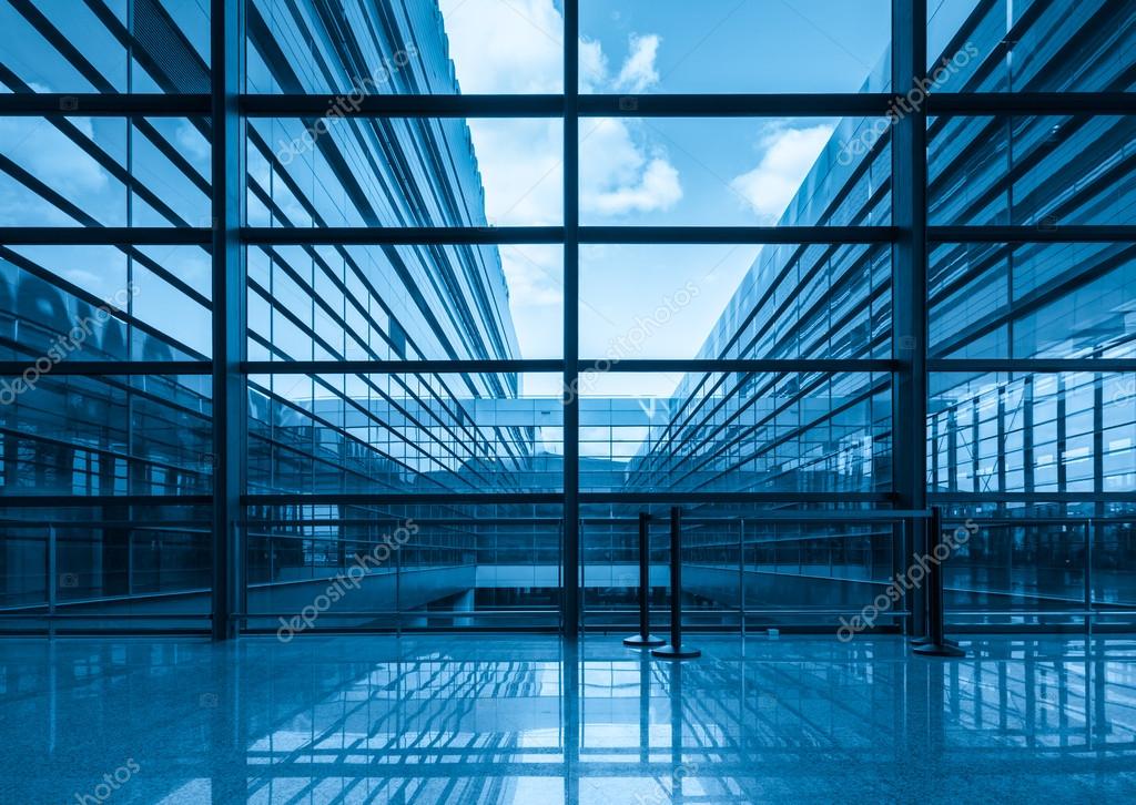 Blue glass curtain wall and window — Stock Photo © chungking #18100465