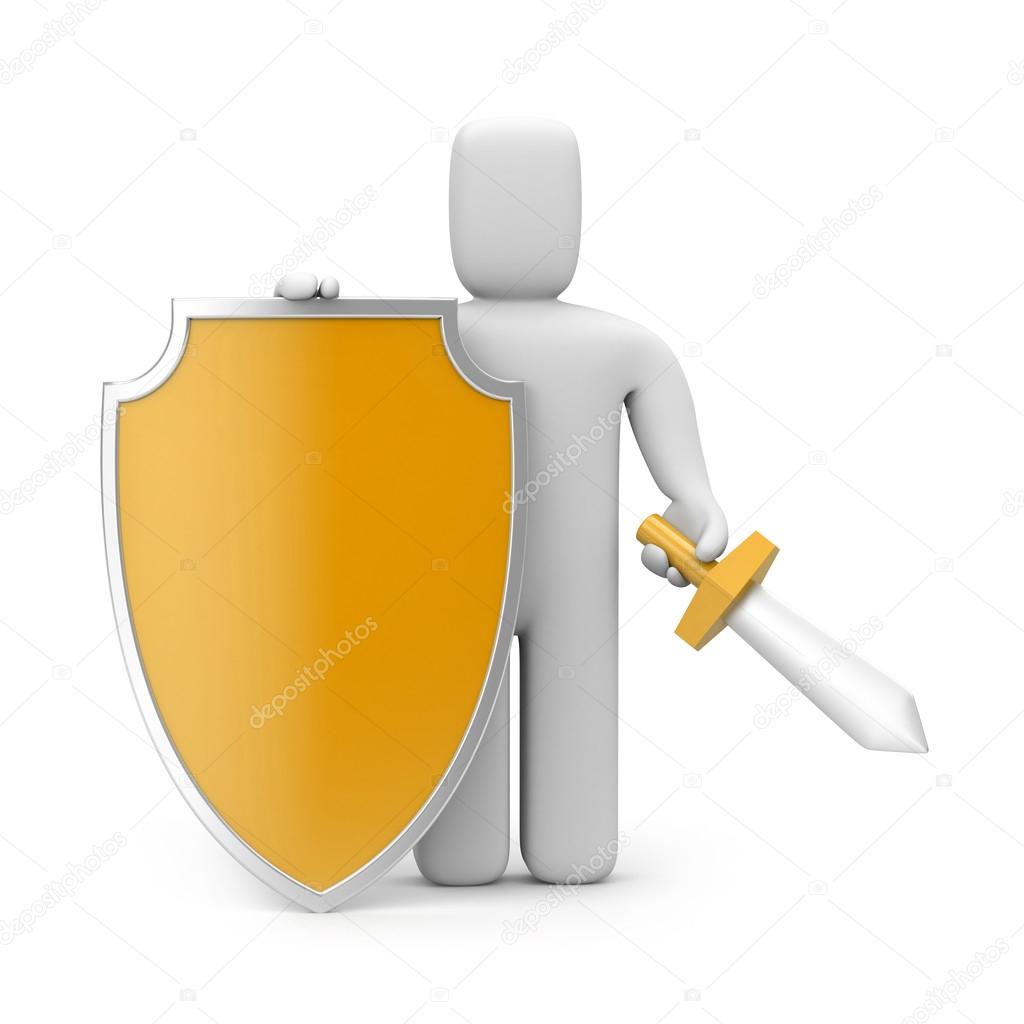 Person hold shield and sword Stock Photo by ©Pixelery.com 47731437