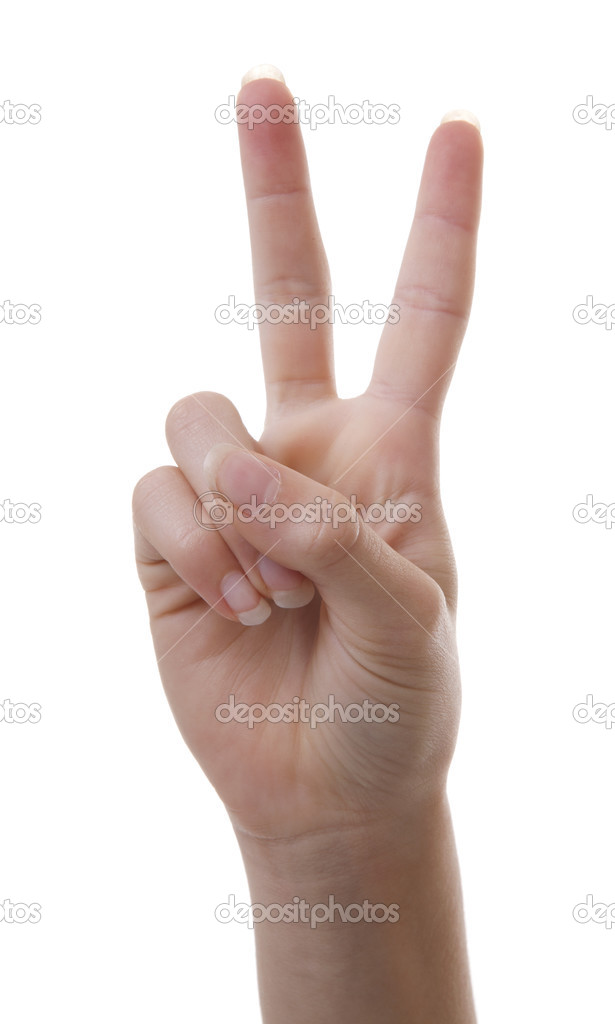 Hand is counting number 2 over white background — Stock Photo ...